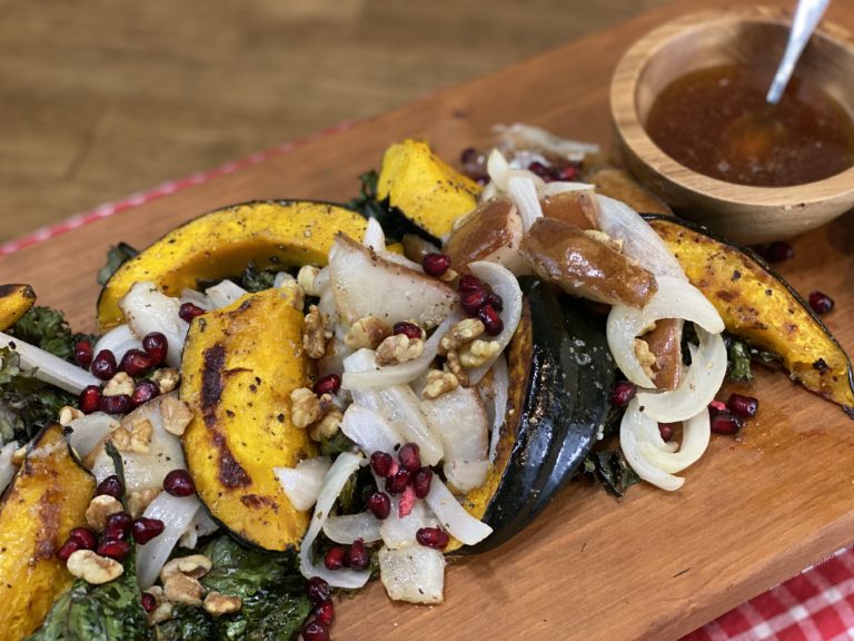 Roasted Pear & Squash with Kale and Honey Vinegar Drizzle ~ The Prize ...
