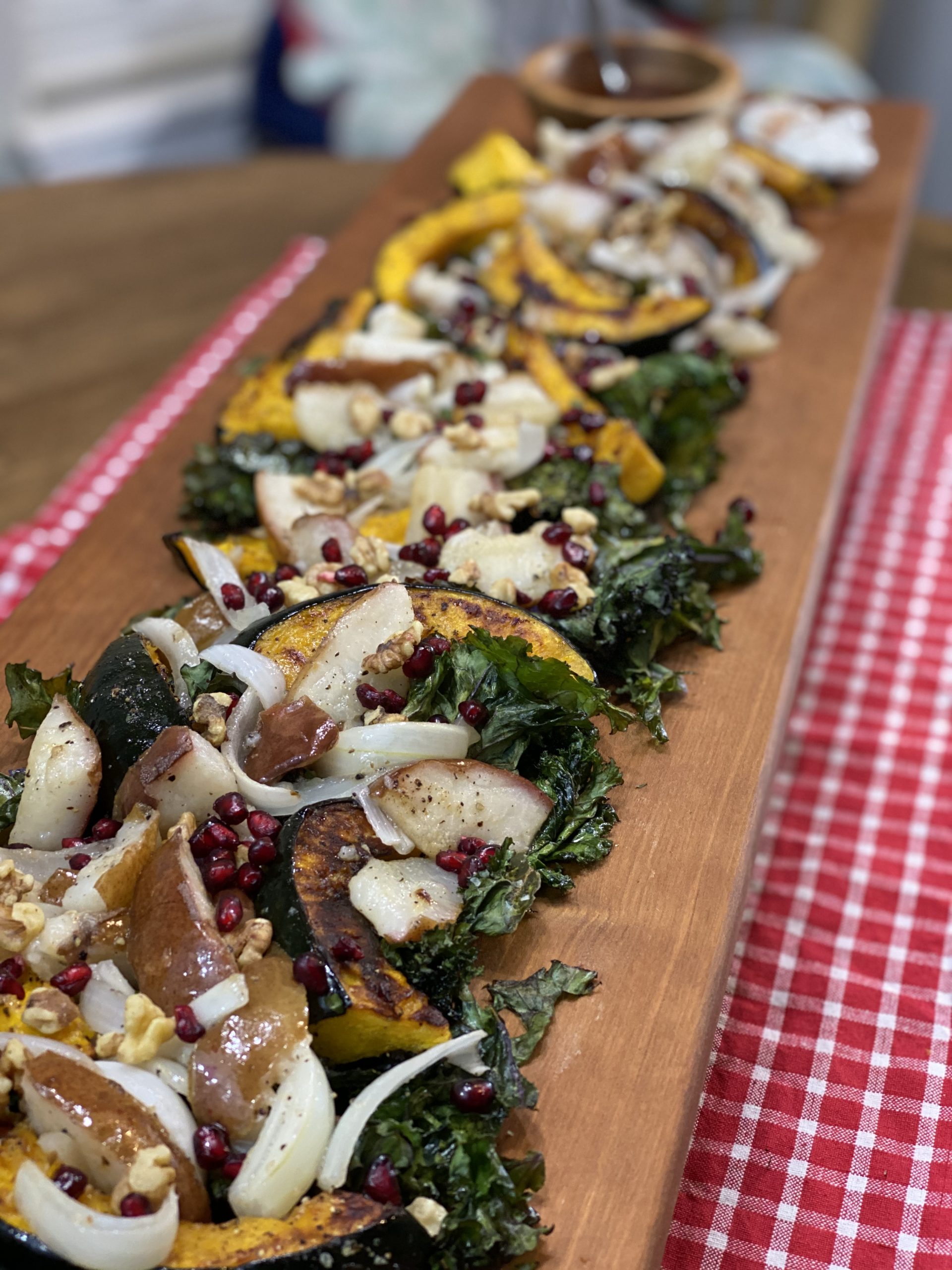 Roasted Pear & Squash with Kale and Honey Vinegar Drizzle ~ The Prize ...